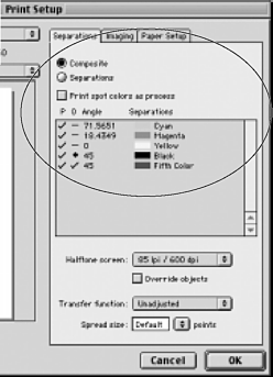 Setting the Separations Options